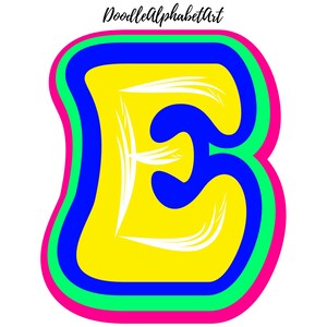 Funky Colorful Retro Groovy Alphabet PNG Bundle, Bright Color, 5 Alpha ...