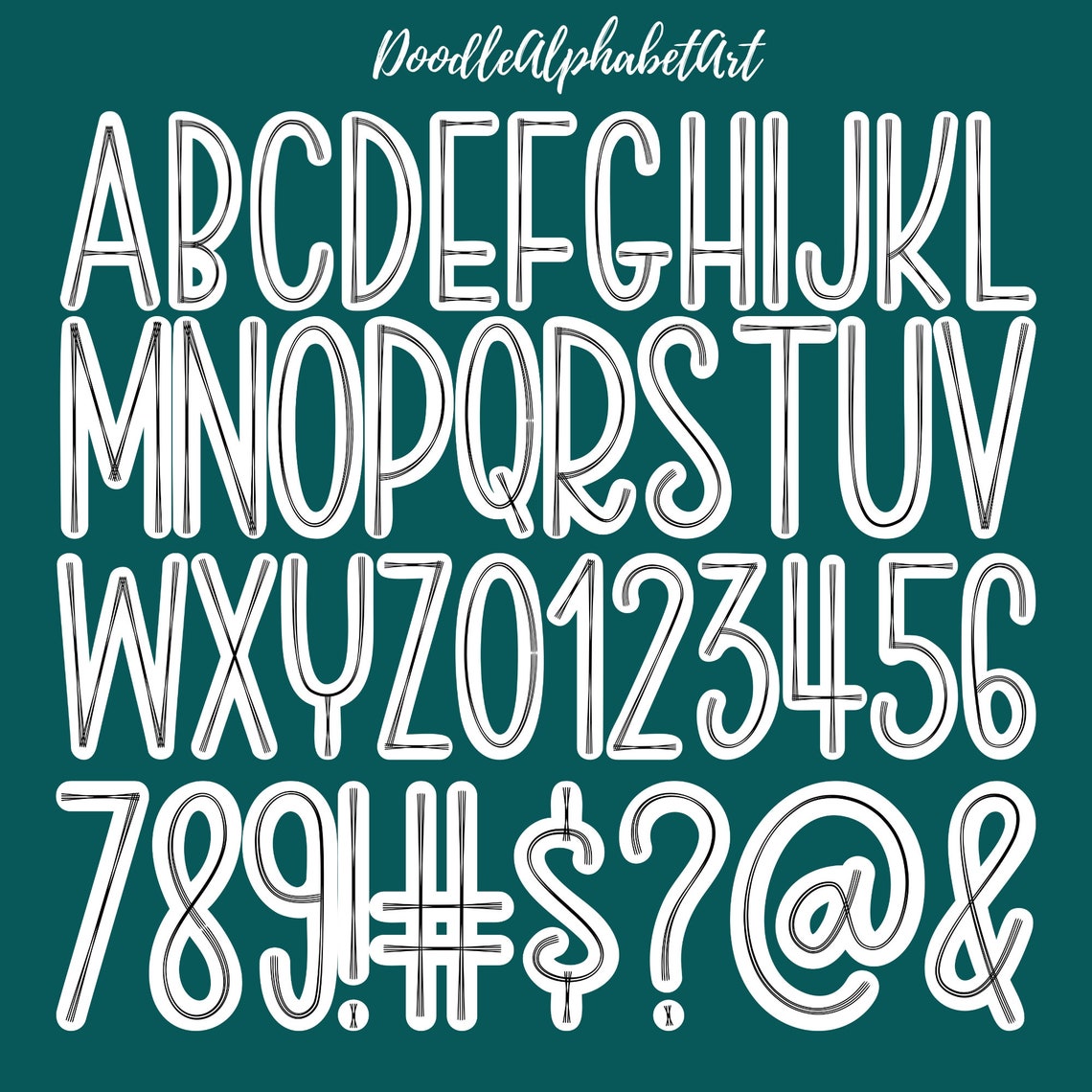 Black & White Scribble Alphabet PNG Bundle, Doodle Letters PNG, Digital ...