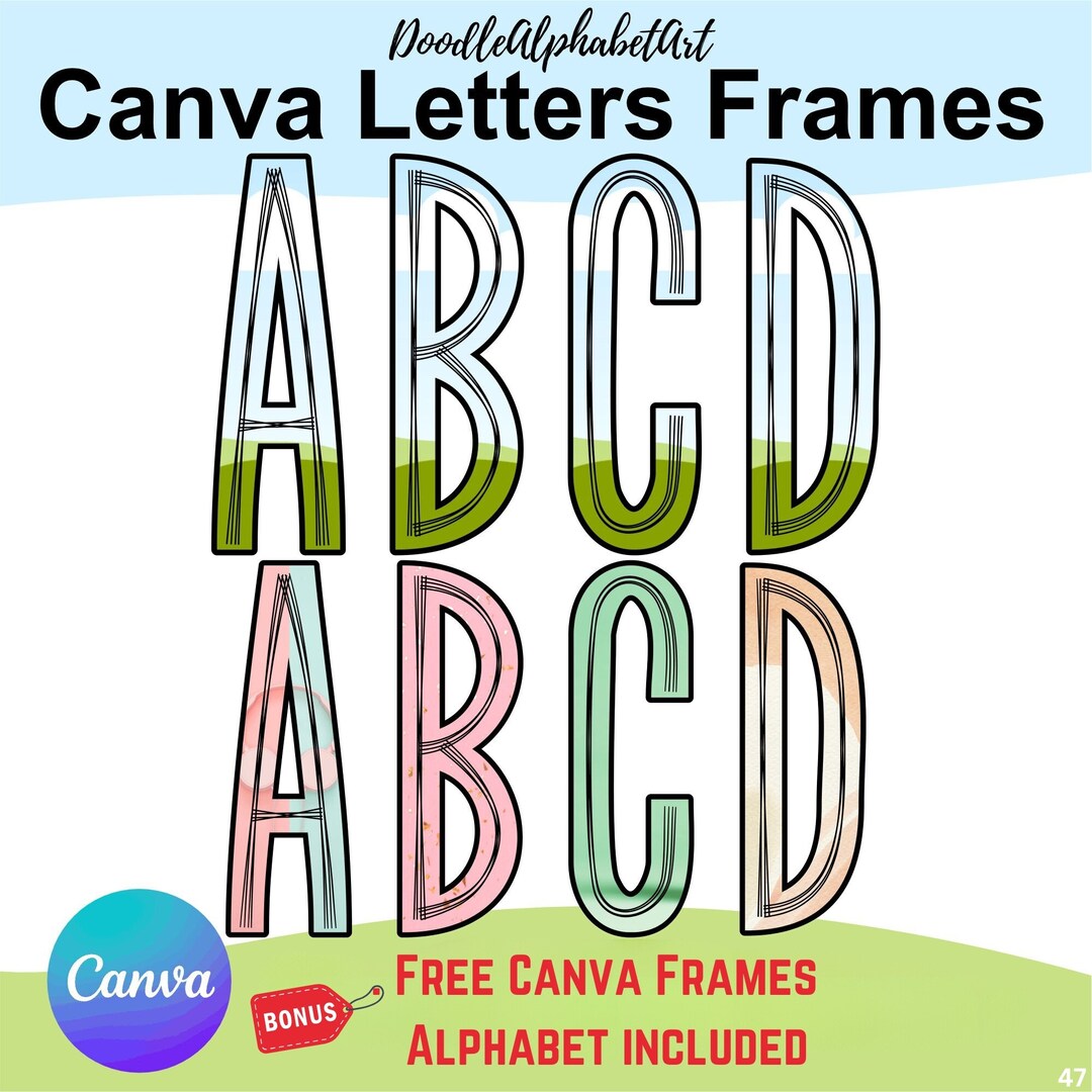 Canva Frame Scribble Alphabet, Doodle Alphabet Clipart, Hand-drawn ...