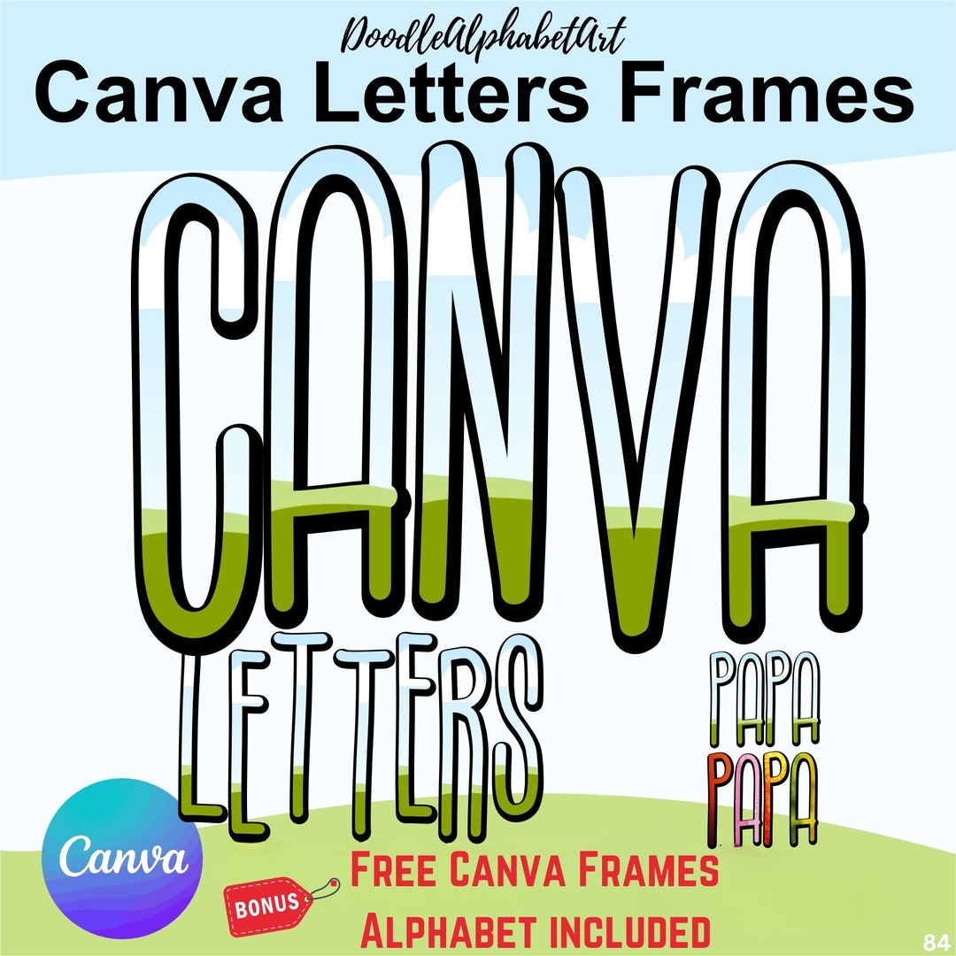 Canva Letter Frames, Tall and Skinny Hand-drawn Font, Doodle Alphabet ...