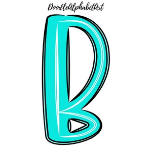 White Double Line Doodle Letters PNG Bundle, Black Double Outline ...