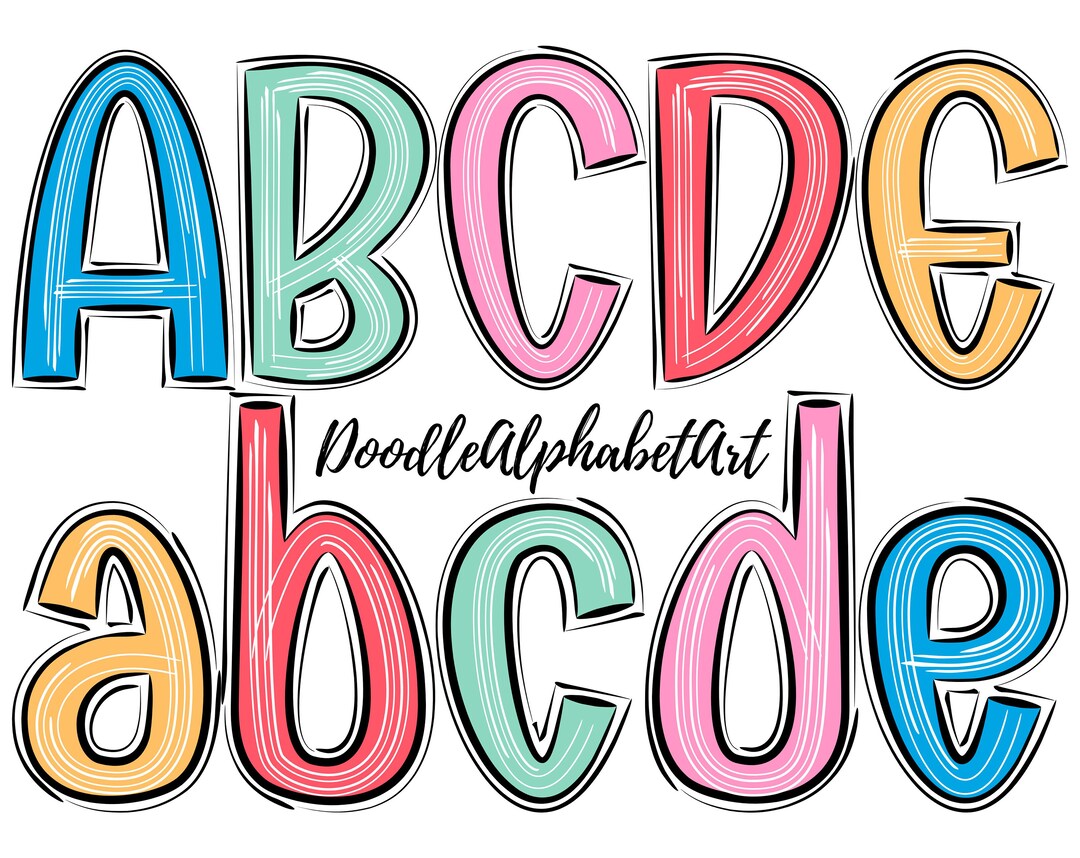 Scribble Letters PNG, Black and White Splash Lines Doodle Alphabet PNG ...