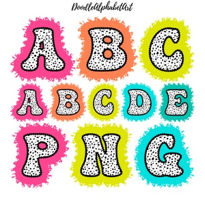 Dalmatian Retro Groovy Alphabet PNG Bundle, Paint Splatter Background ...