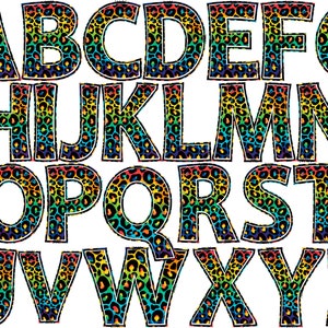 Rainbow Leopard Digital Alphabet Letters PNG Sublimation, Rainbow ...