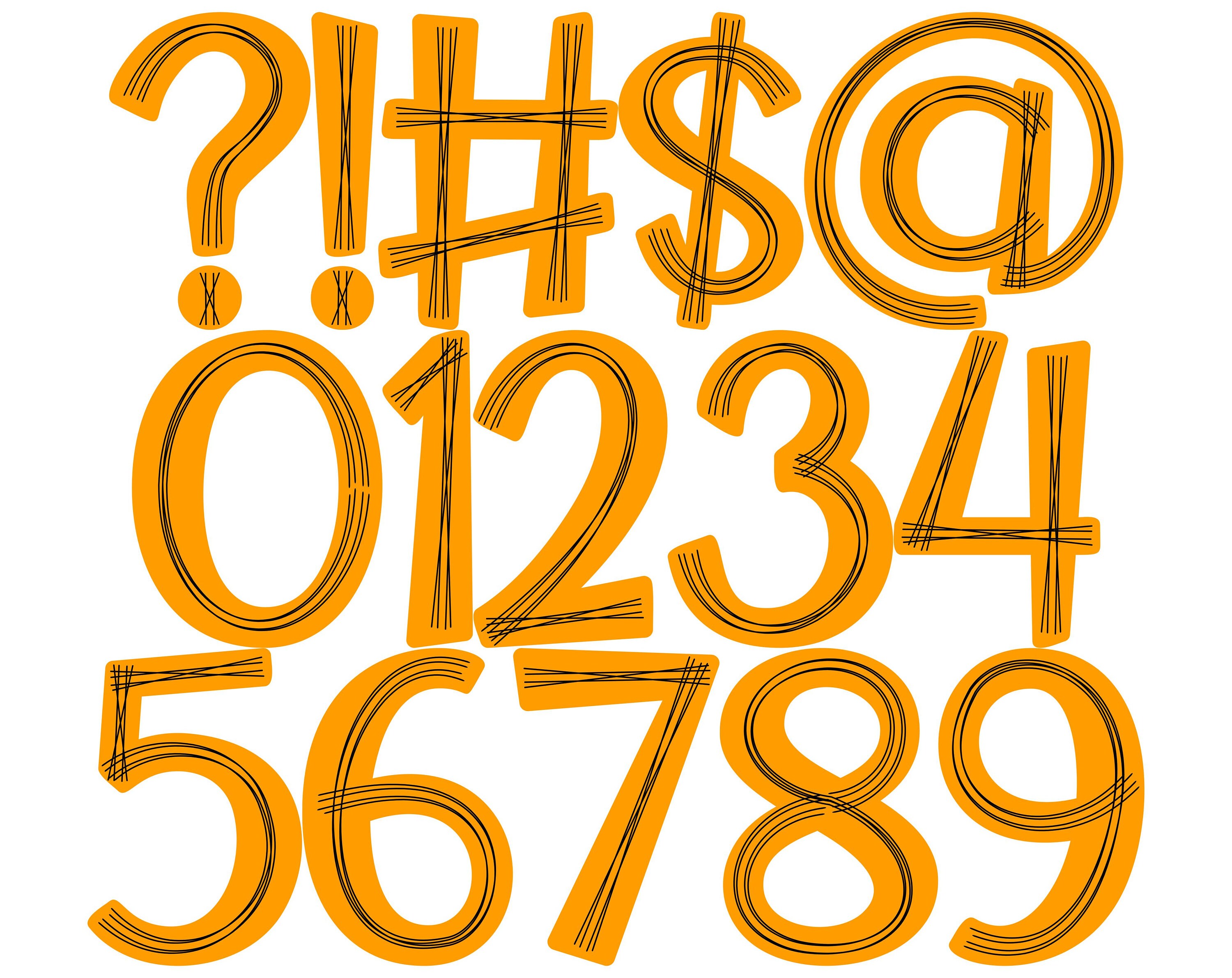 Scribble Letters PNG 5 Colors Orange Peel Silver Chalice - Etsy