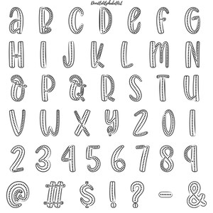 Fillable Blank Center Dots Alphabet SVG PNG Pdf, Editable Doodle ...