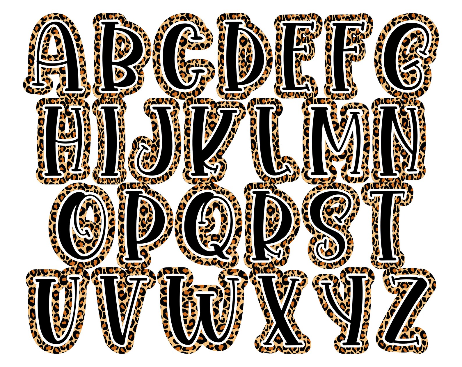 Leopard Doodle Alphabet Letters PNG Alphabet Baby PNG - Etsy