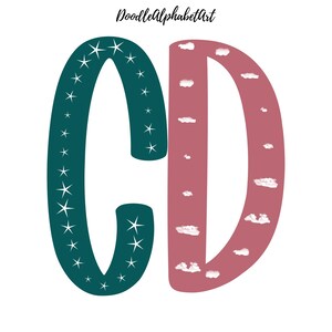 Boho Doodle Alphabet Letters PNG Bundle: Earthy Handwritten Font ...