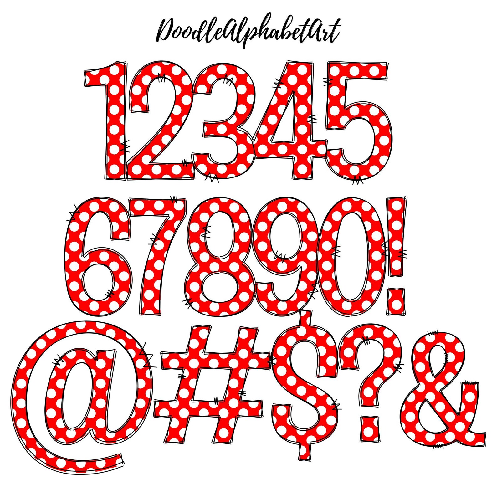 Red Polka Dot Doodle Alphabet PNG Bundle (digital Download) - Etsy