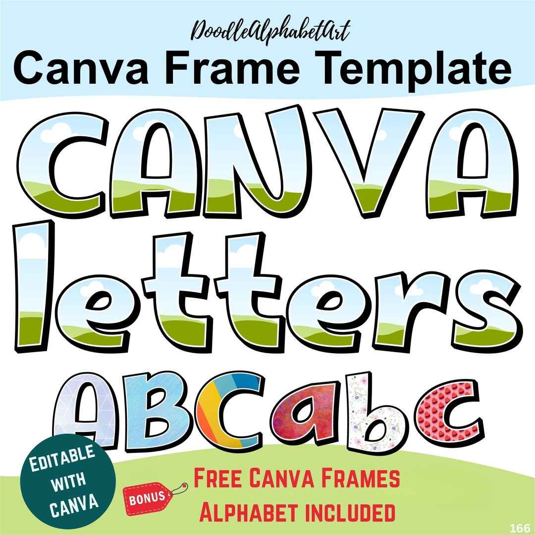 Canva Frame Letters, Bold and Thick Strokes Font, Doodle Alphabet ...
