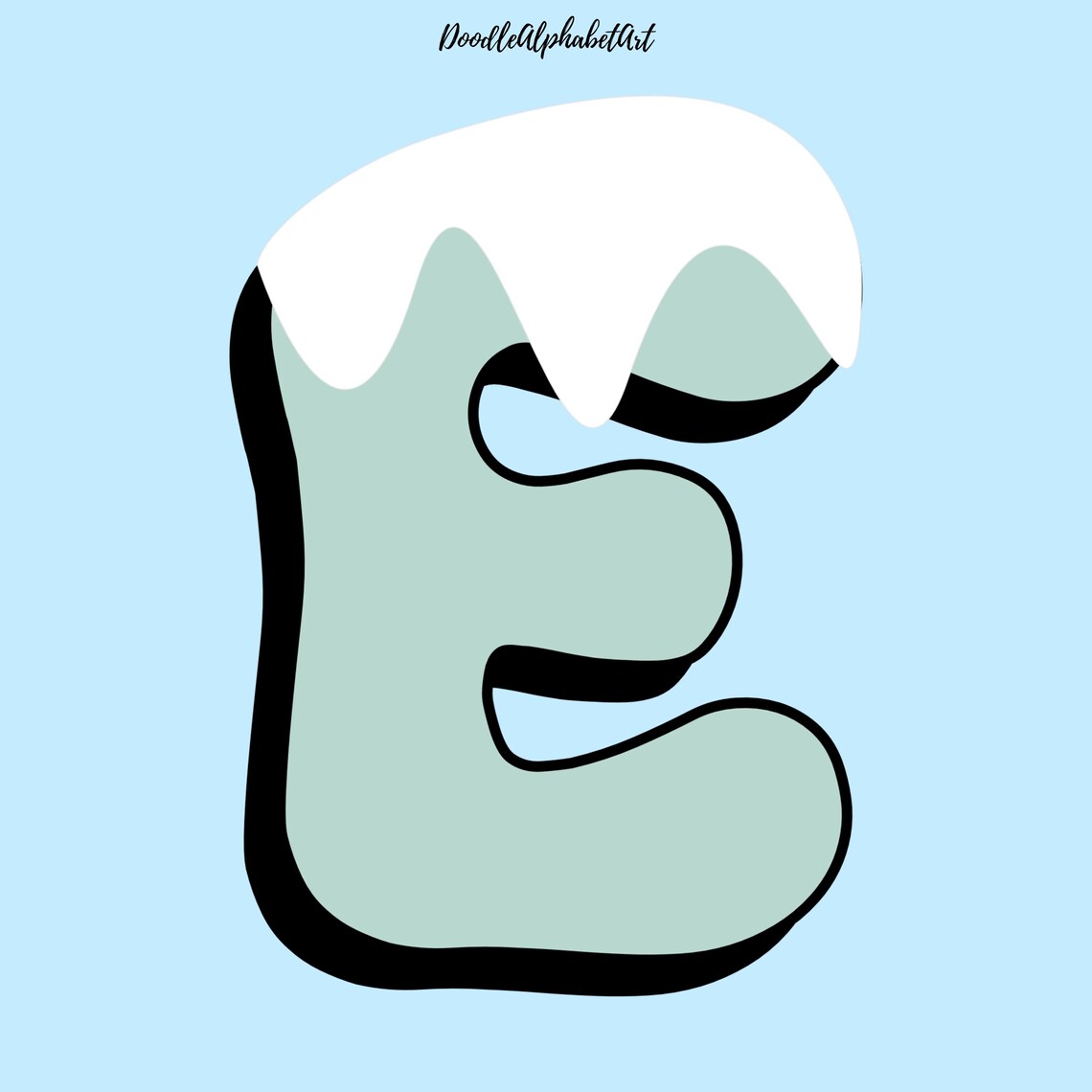 Winter Snow Doodle Alphabet PNG Bundle: Retro Groovy Letters (digital ...