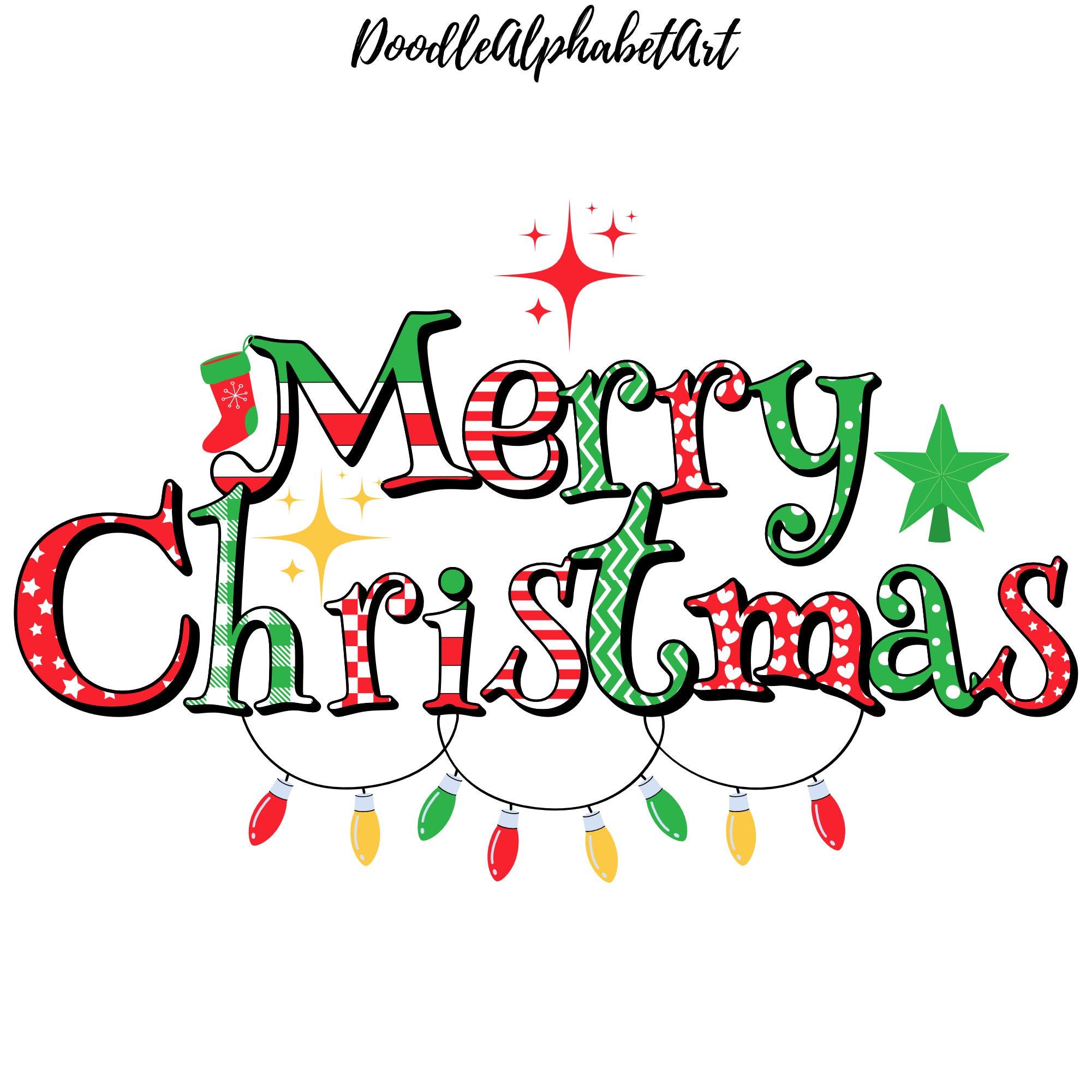 Christmas Doodle Alphabet PNG Bundle | 8 Letter Sets + Clipart for DIY ...
