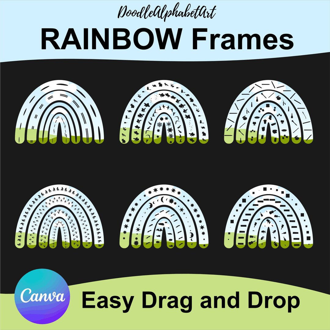 Fill Your Own RAINBOW on CANVA, Editable Canva Frames Bundle: Set of 6 ...