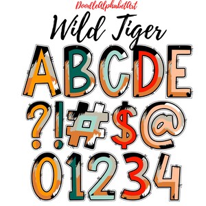 Half Skin Animal Print Alphabet Numbers PNG, Doodle Letters Bundle PNG ...