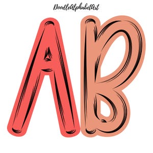 Boho Alphabet Letters PNG Bundle, Brush Stroke, Earthy Boho Color ...