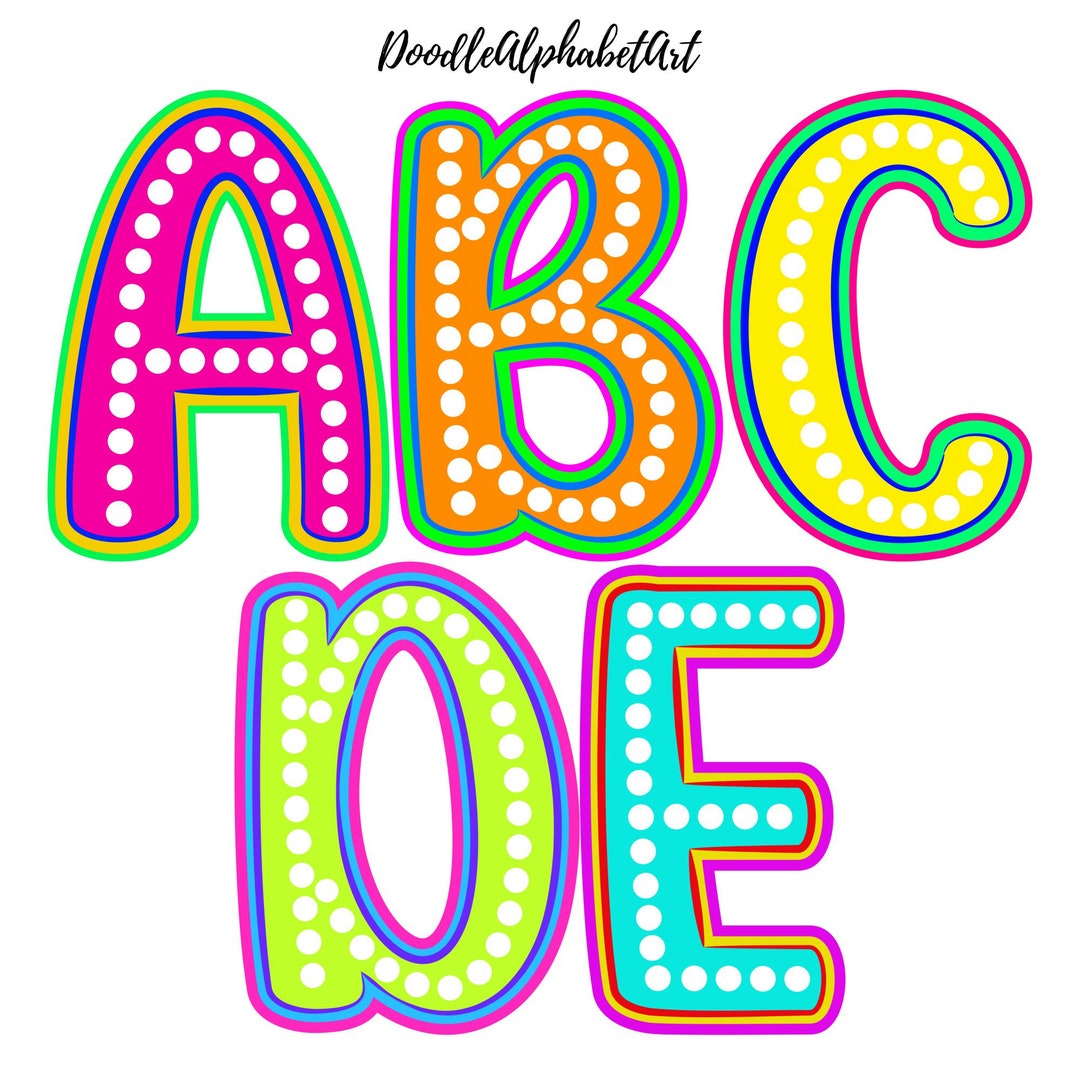 Polka Dot Marquee Alphabet PNG Bundle: Funky Colorful Letters (digital ...