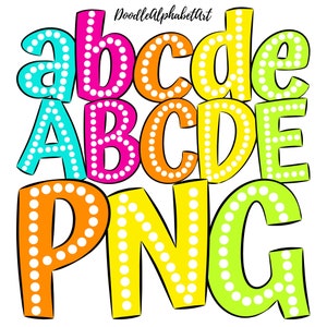 Polka Dot Alphabet PNG Bundle, Bright Color, 5 Alpha Sets, Uppercase ...