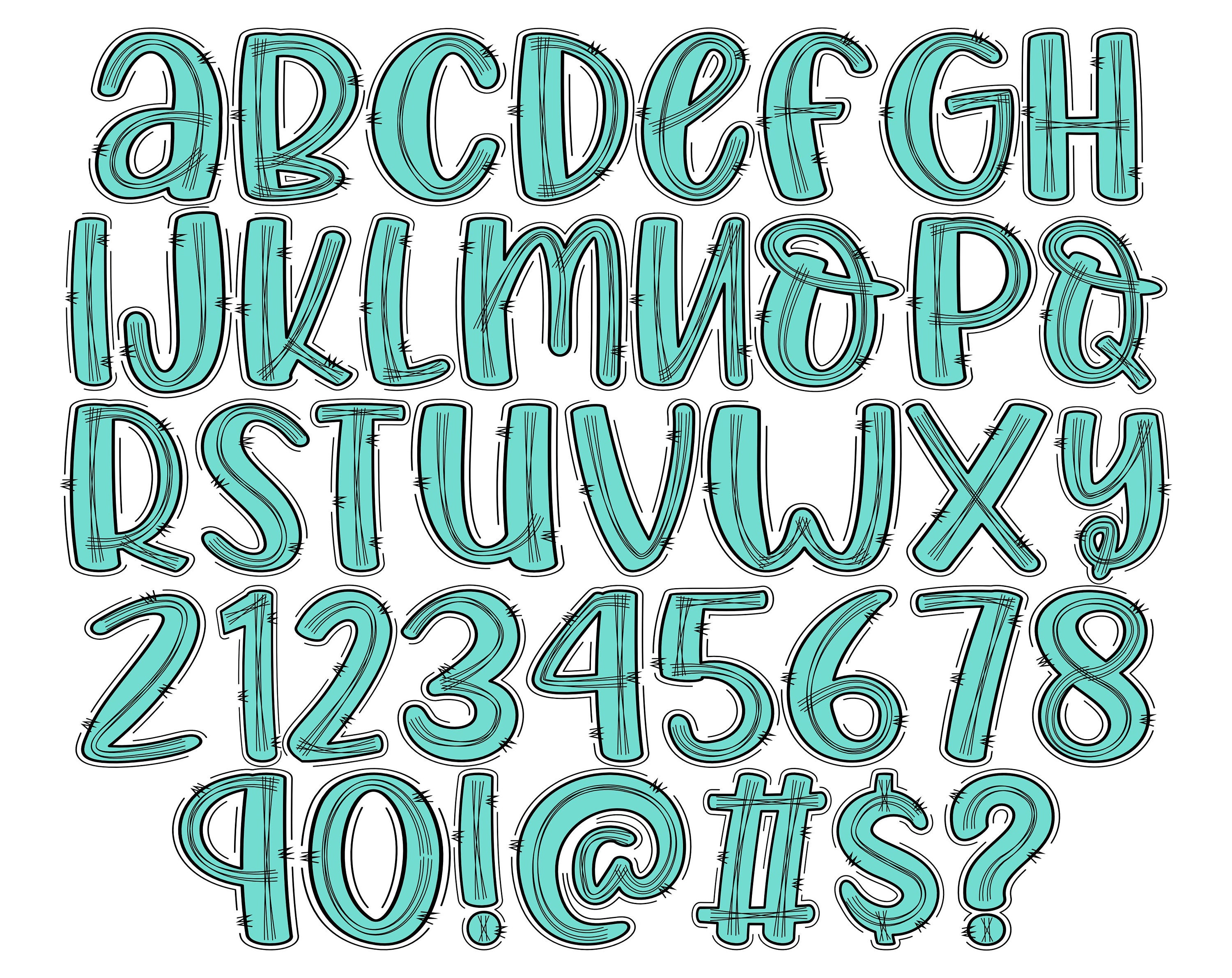 Boho Doodle Alphabet Letters PNG Bundle Scribble Doodle - Etsy