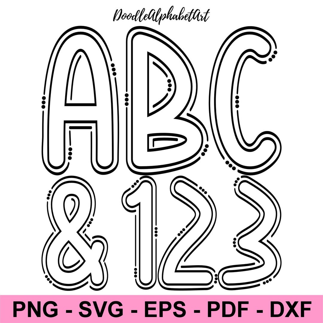 Doodle Alphabet PNG SVG Bundle: Lines and Dots Font (digital Download ...