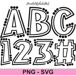 Fill Your Own Colors With Lines & Dots Doodle Alphabet PNG SVG Bundle ...
