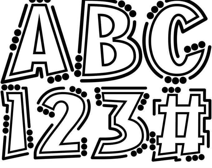 Doodle Alphabet PNG SVG Bundle: Lines and Dots Customizable Letters ...