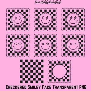 Checkered Smiley Face PNG Bundle: Groovy Letters, Dots Alphabets ...