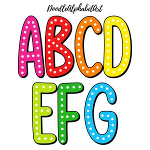 Doodle Dots Alphabet PNG Bundle: Bright Polka Dot Letters (digital ...