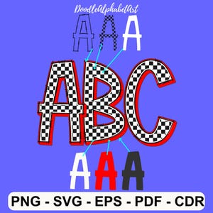 Checkered Doodle Alphabet: Retro Fillable Letters (digital Download) - Etsy