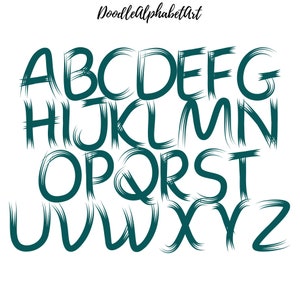Boho Brush Stroke Doodle Alphabet PNG Bundle, Hand Lettering PNG, Urban ...