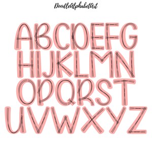 Pastel Doodle Alphabet PNG Bundle: Hand-drawn Letters & Numbers ...