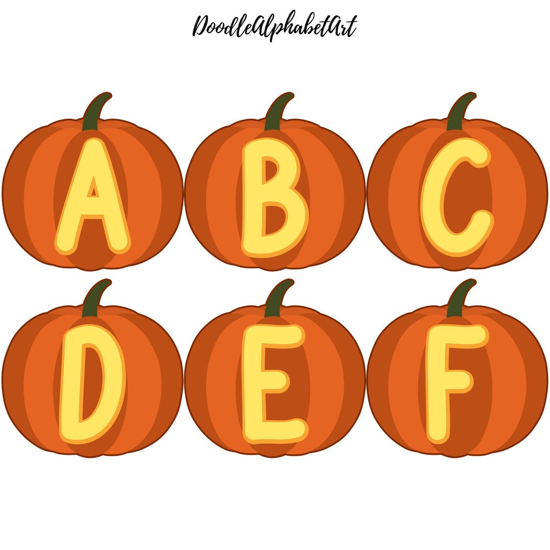 Halloween Pumpkin Alphabets PNG Bundle, Handwritten Alpha PNG, Digital ...