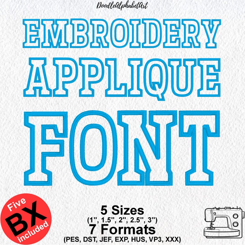 College Block Applique Embroidery Font: Satin Stitch (5 Sizes, 7 ...