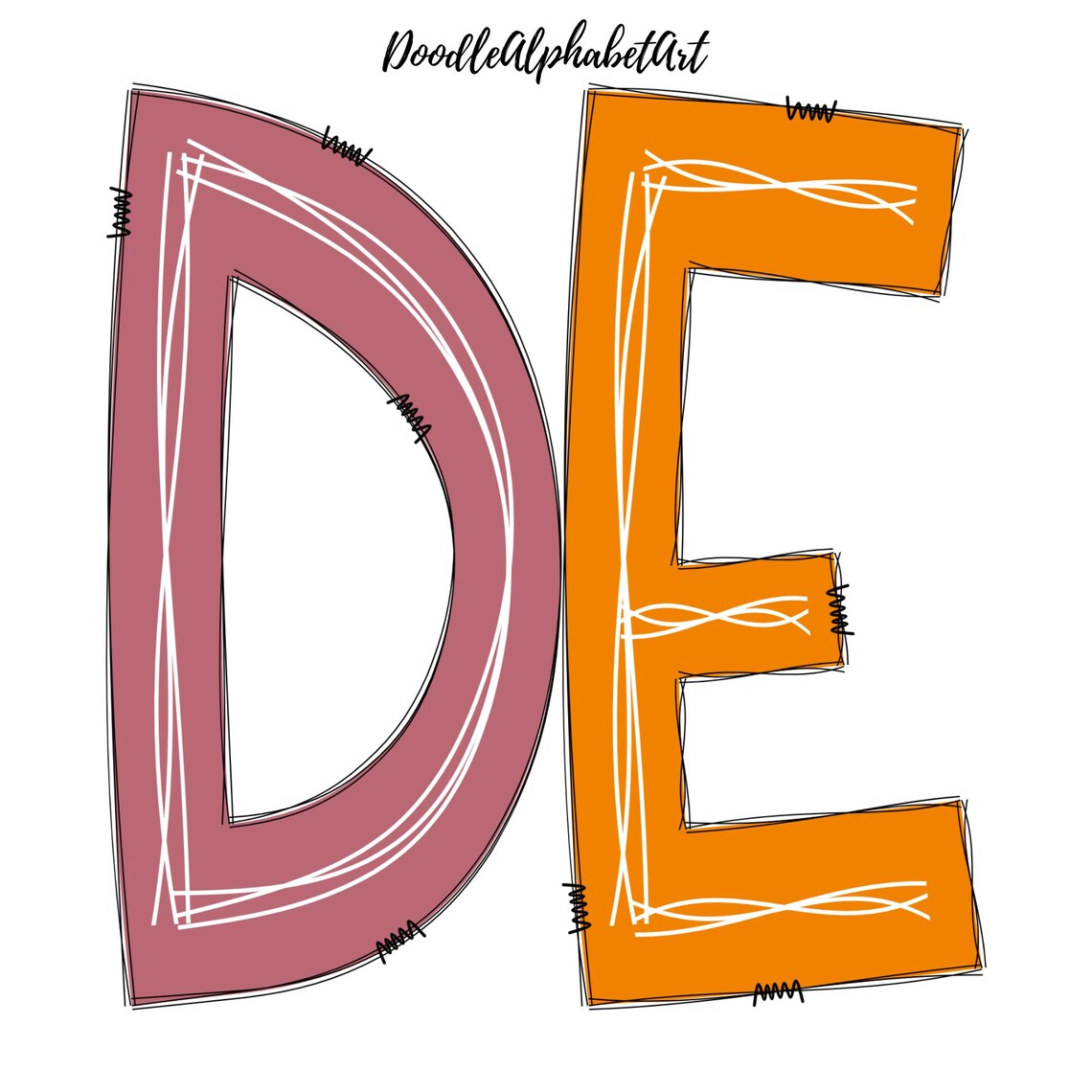 Boho Scribble Alphabet PNG Bundle: Bohemian Color Letters (digital ...
