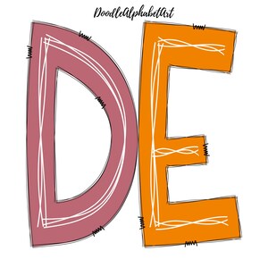 Boho Scribble Alphabet PNG Bundle: Bohemian Color Letters (digital ...