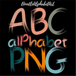 Boho Brush Stroke Doodle Alphabet PNG Bundle, Hand Lettering PNG, Urban ...