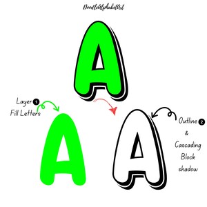 Doodle Alphabet SVG: Layered Block Shadow Letters (digital Download) - Etsy