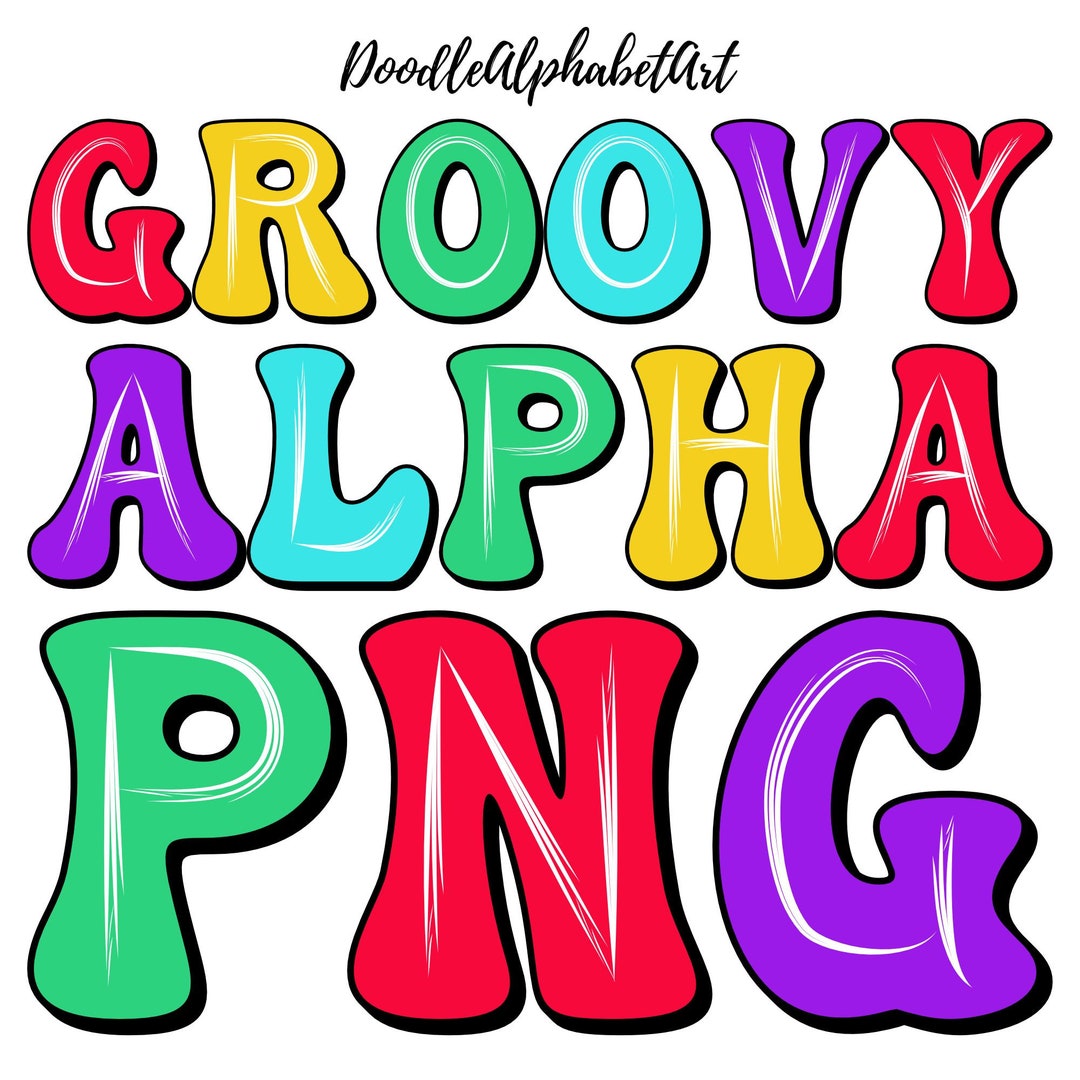 Groovy Doodle Letter PNG Bundle: Retro Rainbow Font Digital Download - Etsy
