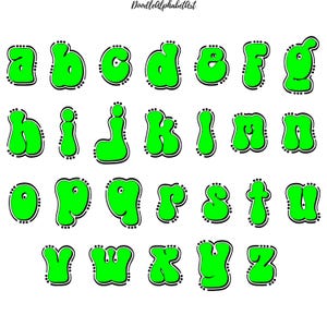 Lines and Dots Groovy Doodle Alphabet SVG PNG, Fillable Blank Letters ...