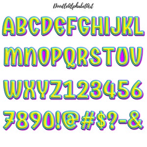 Funky Retro Alphabet PNG: Bright Inflated Letters (digital Download) - Etsy
