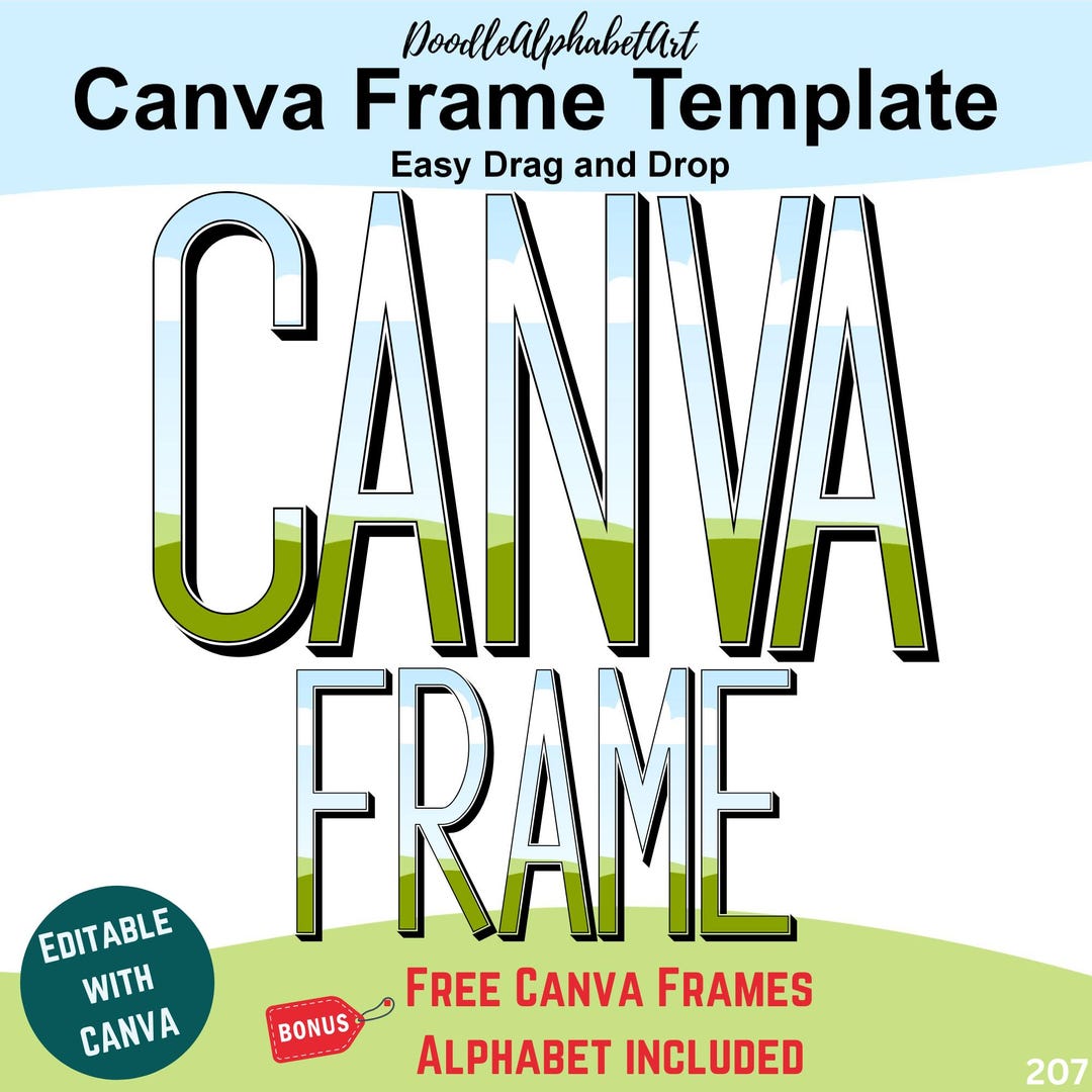Tall Font Canva Frame Letters With Block Shadow, Editable Canva Frame ...