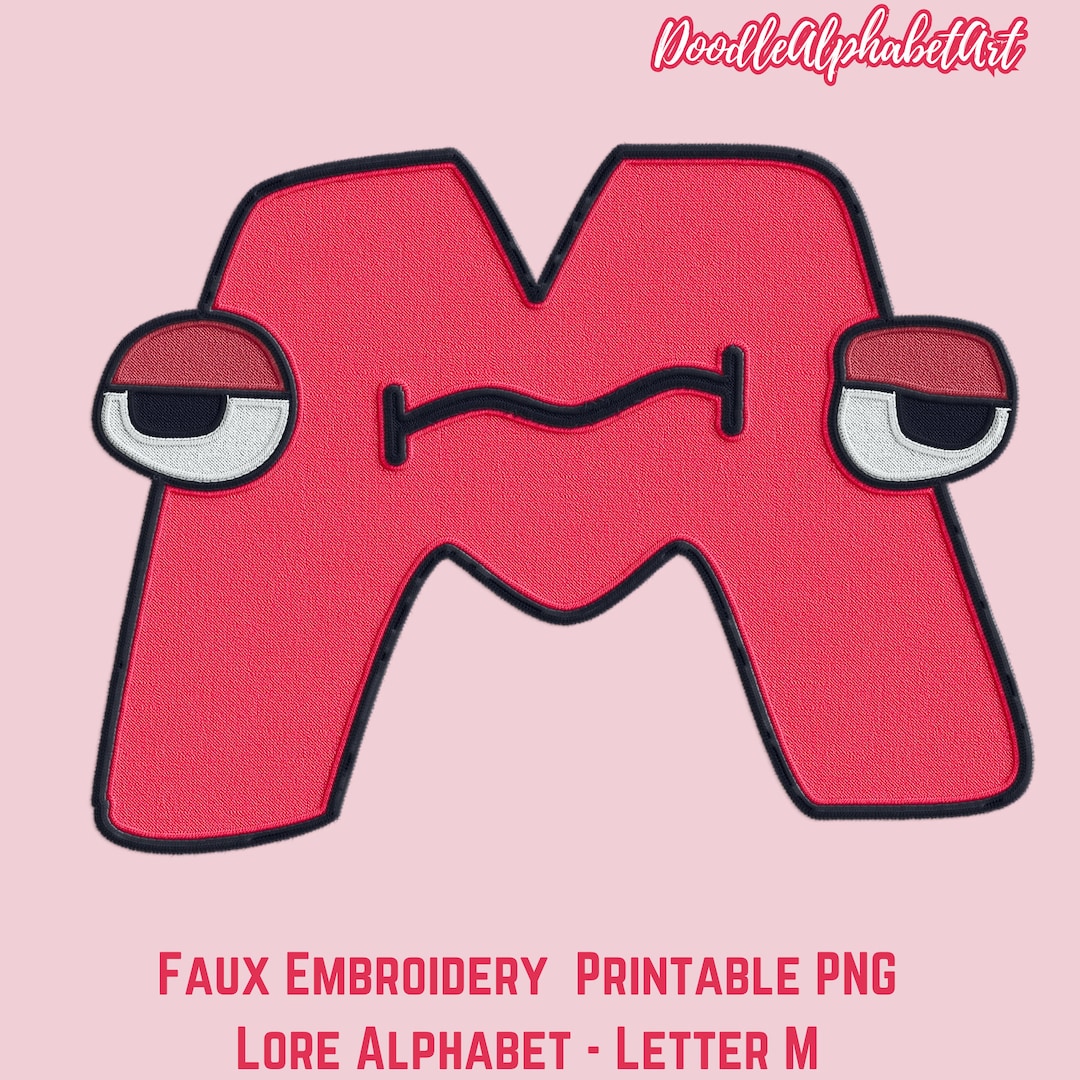 Letter M Lore Alphabets Faux Embroidery Stitched Borders, Printable PNG ...