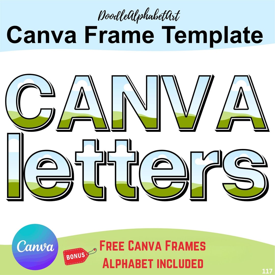 Canva Frames Editable Doodle Alphabet Letters, Vintage Block Shadow ...