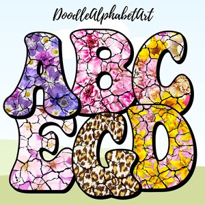 Grunge Alphabet Canva Template | Distressed Font Frame | Retro Groovy ...