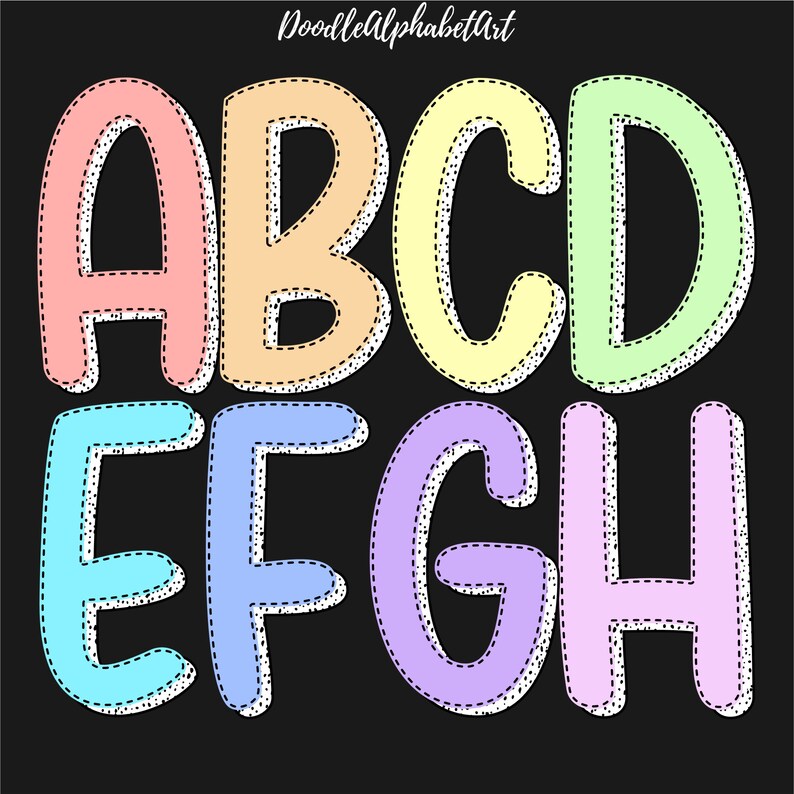 Pastel Dalmatian Dots Alphabet PNG Bundle: 8 Alpha Sets (digital ...