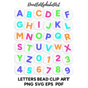 Bundle of 5 Sets of Alphabet Letter Beads Clip Art PNG SVG EPS Pdf ...