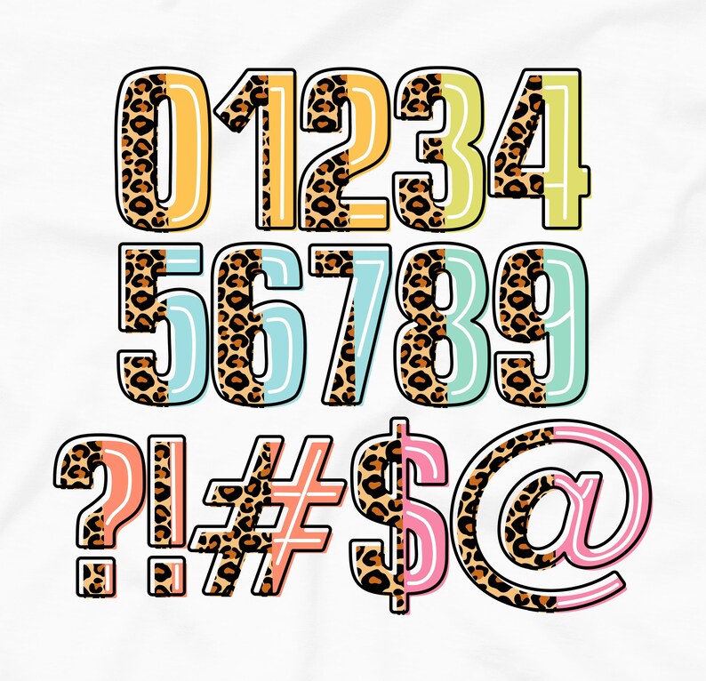 Leopard Split Alphabet Digital PNG Bundle, Boho Doodle Alphabet, Hand ...