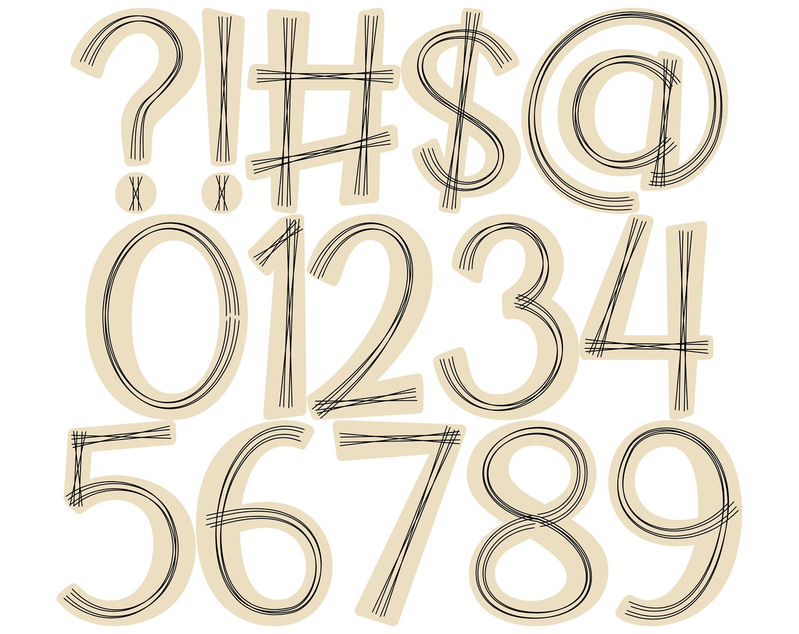 Scribble Letters PNG in 5 Colors Colonial White Muddy - Etsy