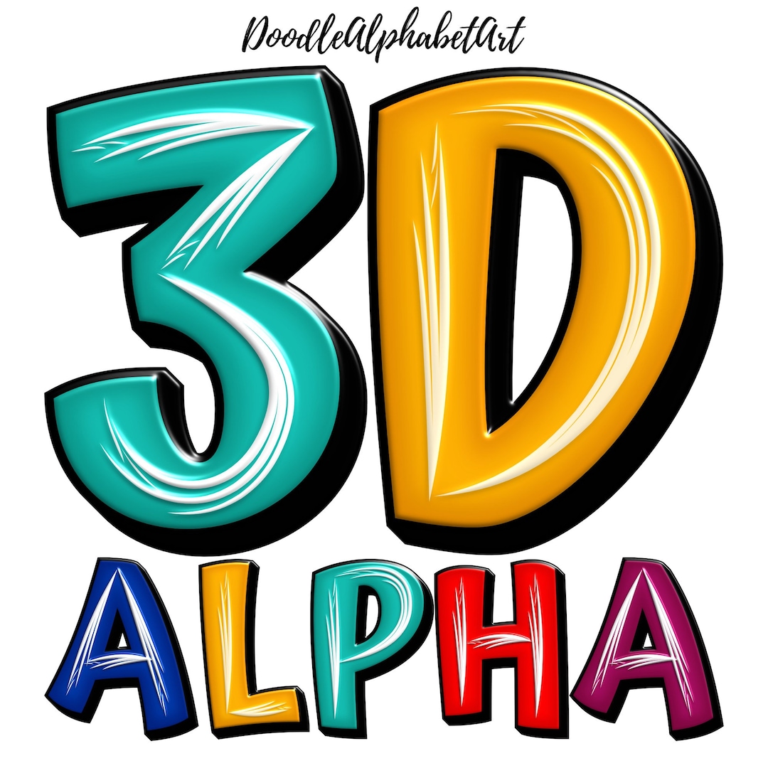 3D Inflated Kindergarten Alphabet Letters PNG, White Brush Stroke, 5 ...