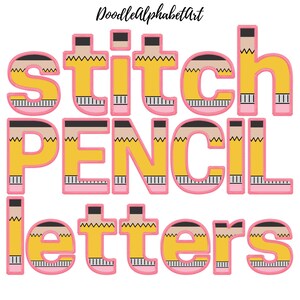 Pencil Alphabet PNG: Faux Embroidery Stitch Letters (digital Download ...