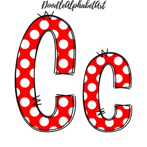 Red Polka Dot Doodle Alphabet PNG Bundle, Uppercase & Lowercase Letters ...